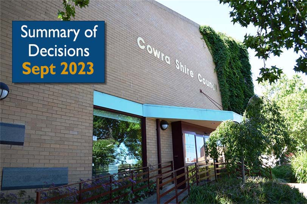 Summary of decisions - September 2023 Council Meeting | Cowra Council